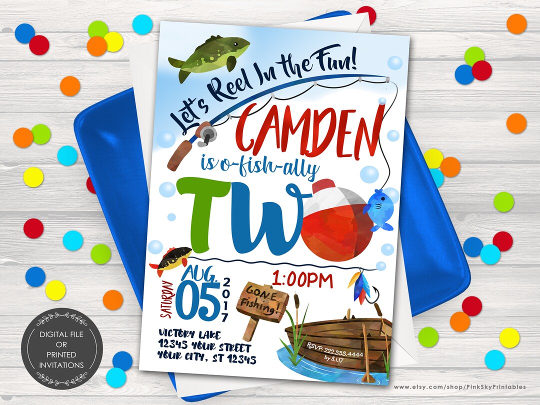 Fishing Birthday Invitation Printable or Printed Invitations - Etsy