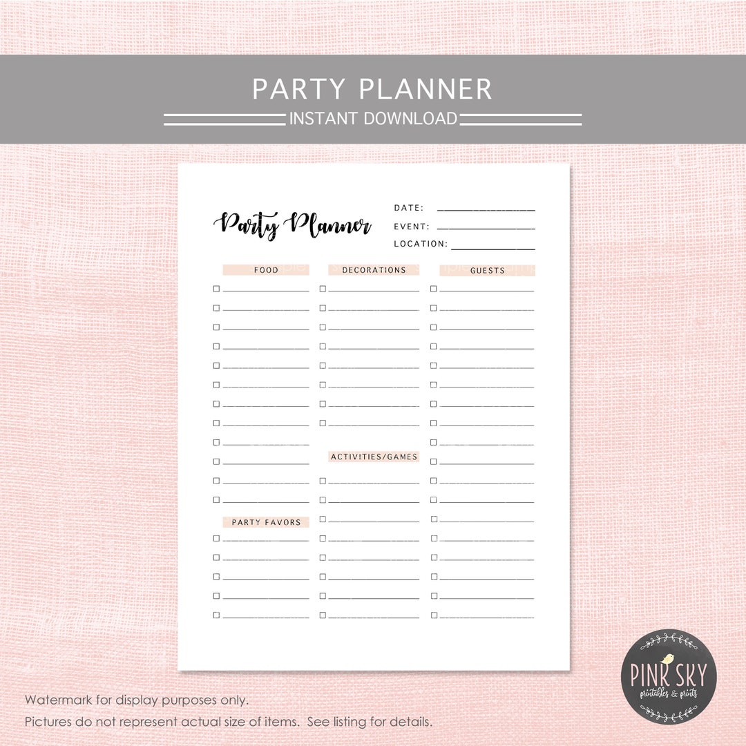 Party Planner Printable Birthday Party Planner Holiday - Etsy