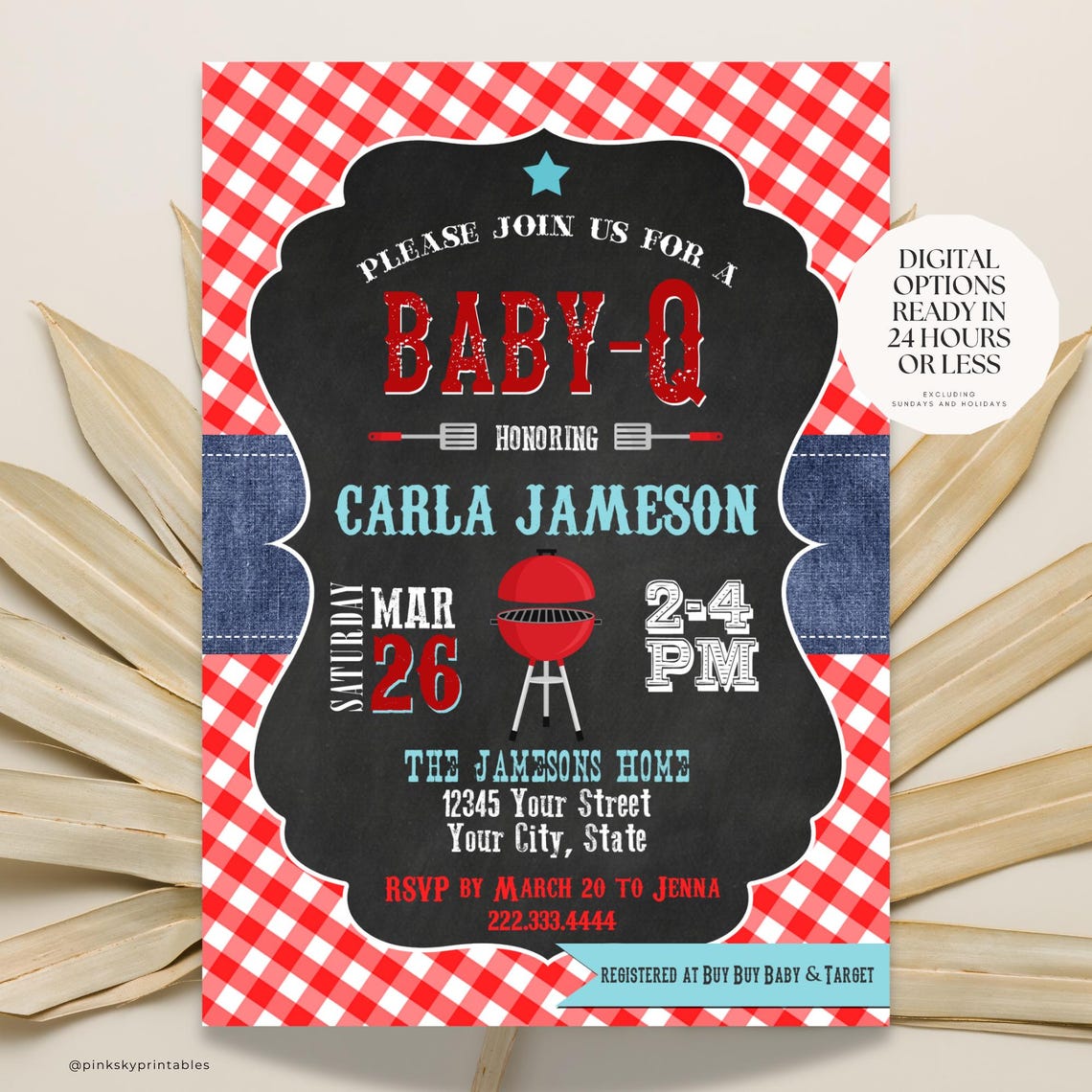Baby-q Baby Shower Invitation | Printable or Printed BBQ Invite | Free ...