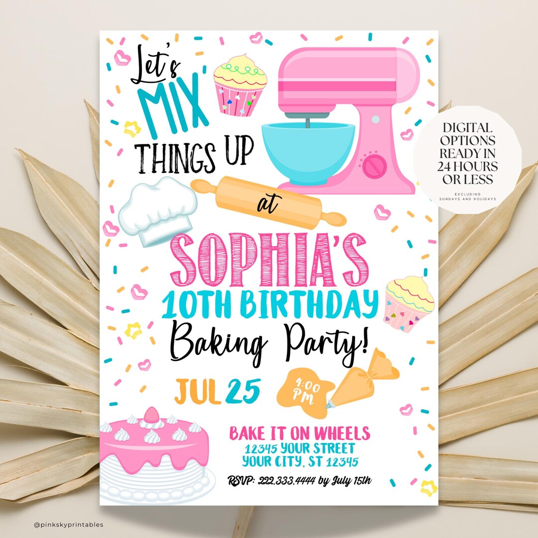 Baking Birthday Invitation | Girls Cupcake Decorating Party | Printable ...