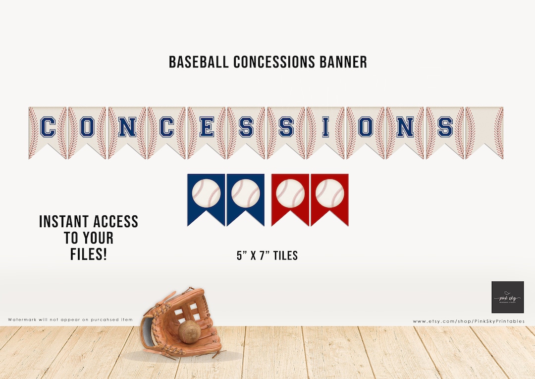 Baseball Concessions Banner, INSTANT DOWNLOAD, Baseball Banner, Sports ...
