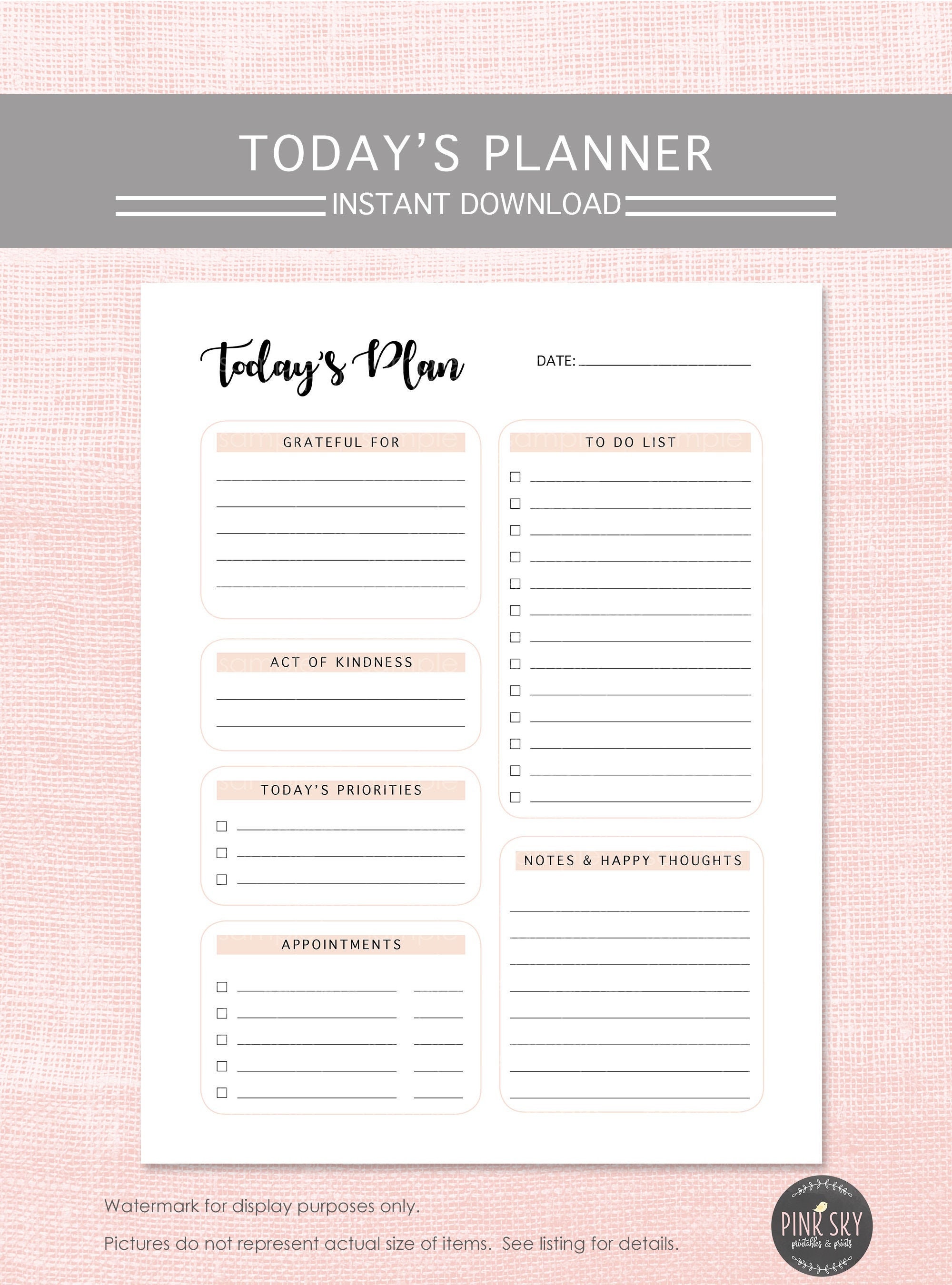 To Do List Today's Planner Printable Day Organizer Home - Etsy UK
