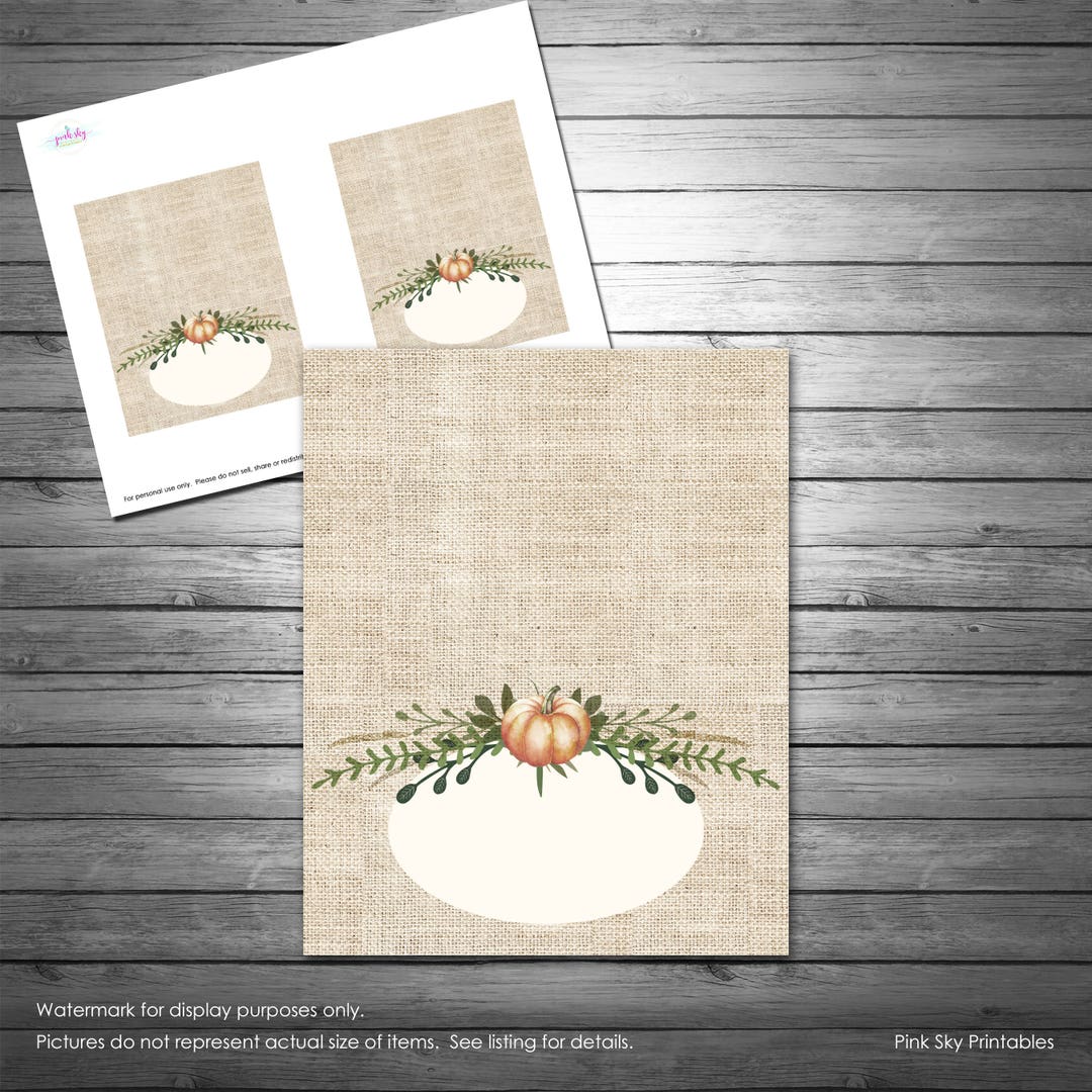 Thanksgiving Place Cards, Printable File, INSTANT DOWNLOAD, Digital ...