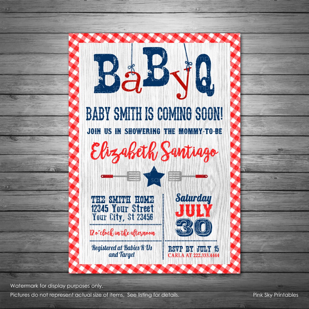 Baby-q Baby Shower Invitation Printable File BBQ Baby - Etsy