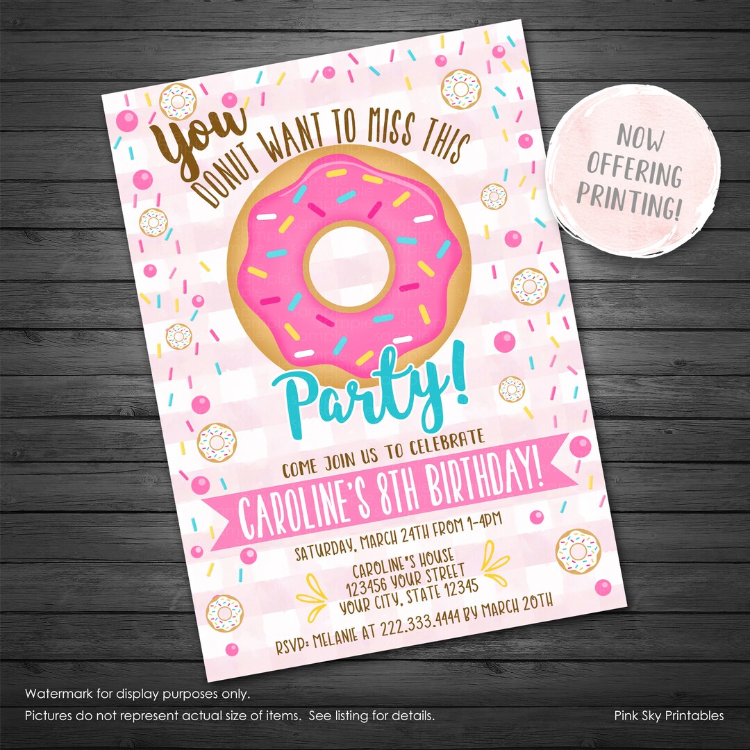 Donuts Birthday Invitation, Doughnut Birthday Party, Sweet Invitation ...