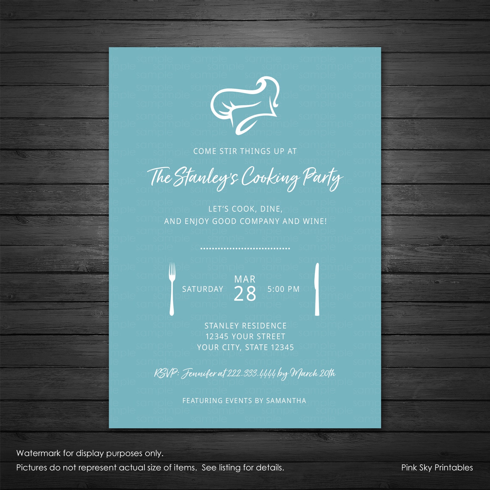Cooking Party Invitation Printable or Printed Invitations - Etsy
