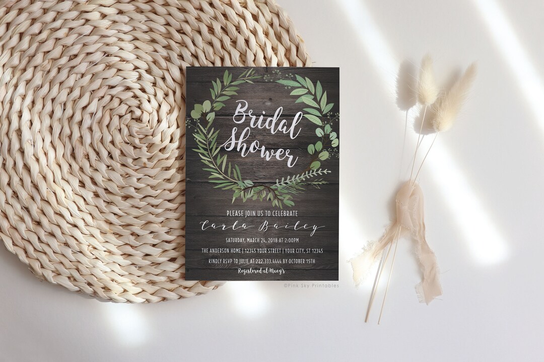 Rustic Bridal Shower Invitation, Printable or Printed Invitations ...