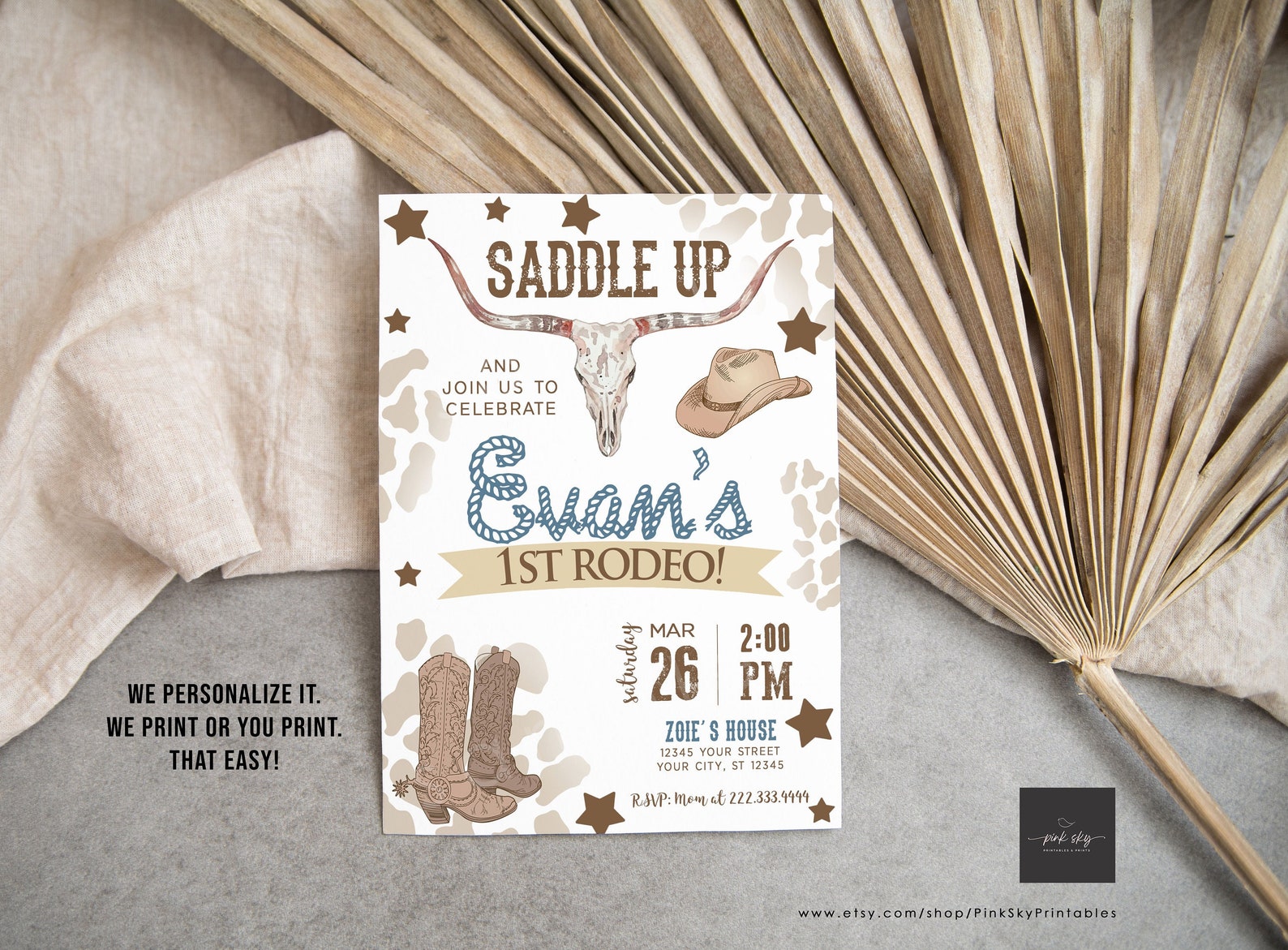 1st Rodeo Birthday Invitation Boys Western 1st Birthday - Etsy