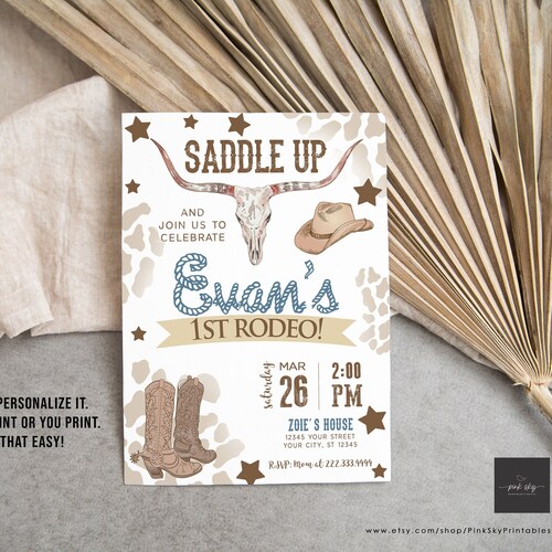 Editable 1st Rodeo Birthday Invitation Western Rodeo Digital - Etsy