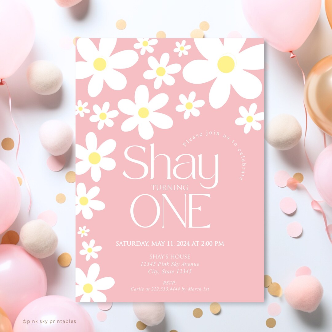 Daisies Birthday Party Invitation, Daisy Girls Birthday Invitation ...