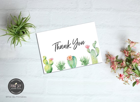Cactus Thank You Cards INSTANT DOWNLOAD Foldable Thank You | Etsy