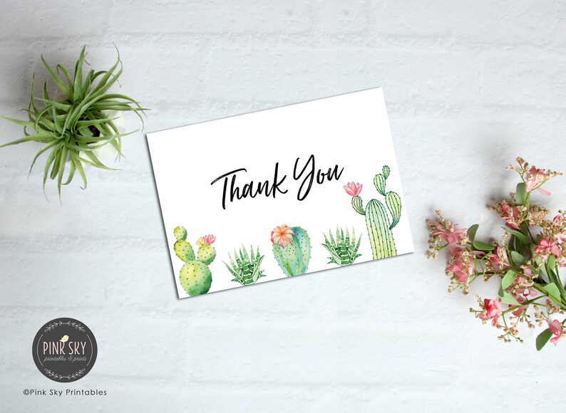 Cactus Thank You Cards INSTANT DOWNLOAD Foldable Thank You - Etsy
