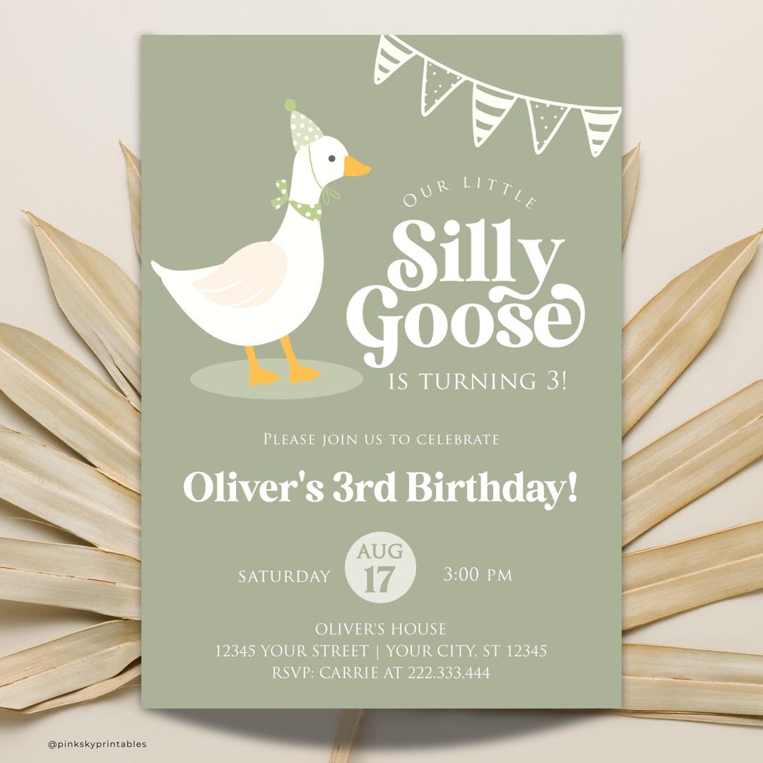 Silly Goose Birthday Invitation, Farm Animal Birthday, Goose Invite ...