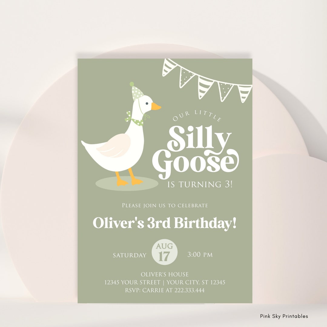 Silly Goose Birthday Invitation, Farm Animal Birthday, Goose Invite ...