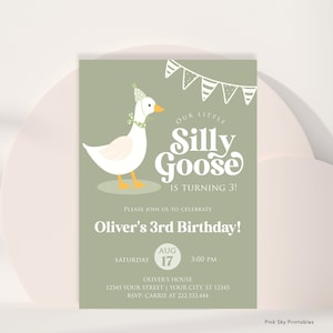 Silly Goose Birthday Invitation, Farm Animal Birthday, Goose Invite ...