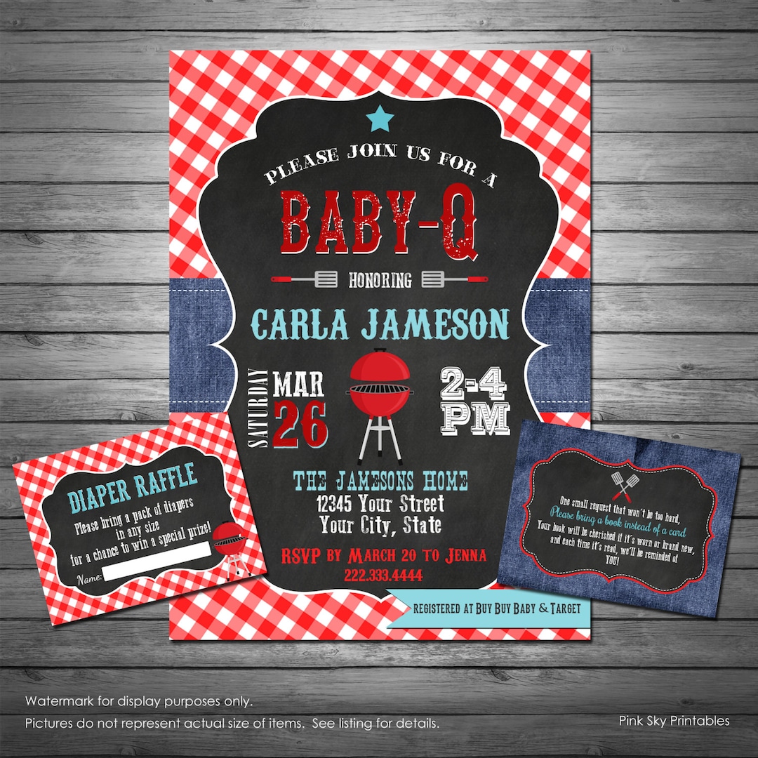 Baby-q Baby Shower Invitation, Printable or Printed, BBQ Baby Shower ...