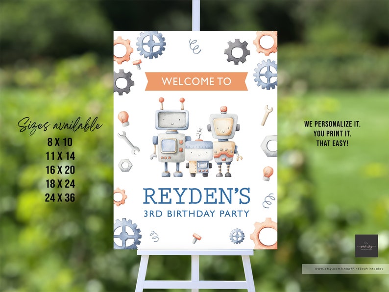 Robots Birthday Welcome Sign Digital File Robots Party Sign - Etsy