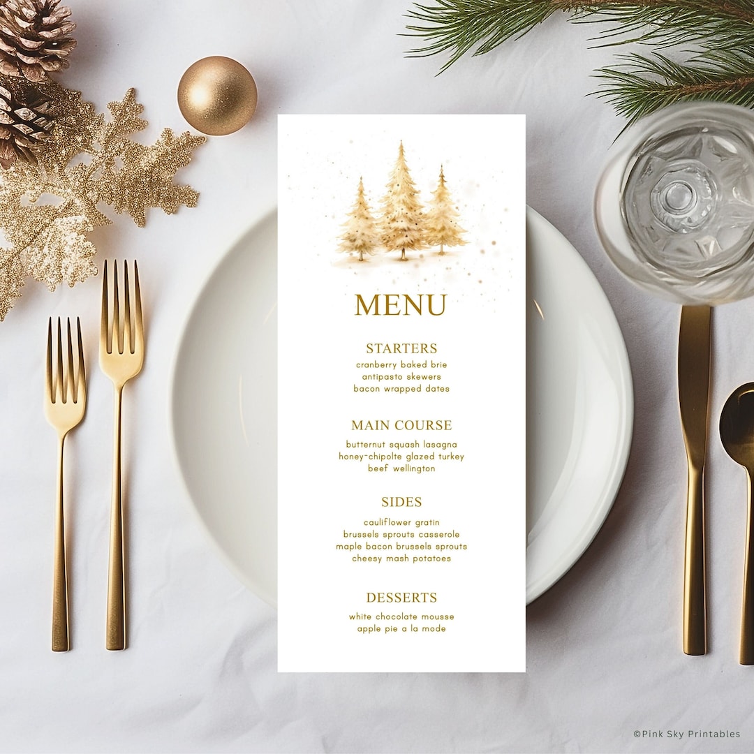 Christmas Trees Menu Template, Printable Christmas Menu, Instant ...