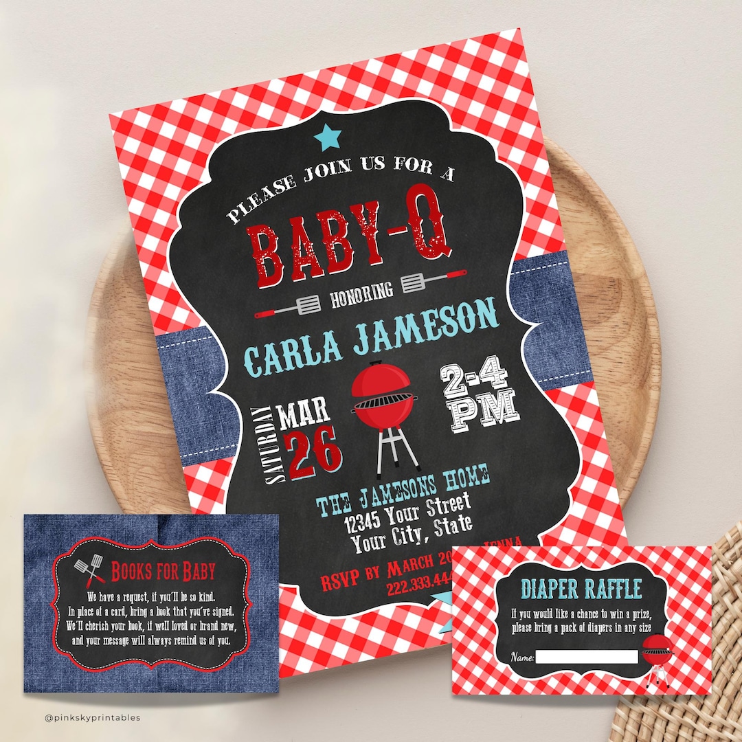 Baby-q Baby Shower Invitation | Printable or Printed BBQ Invite | Free ...