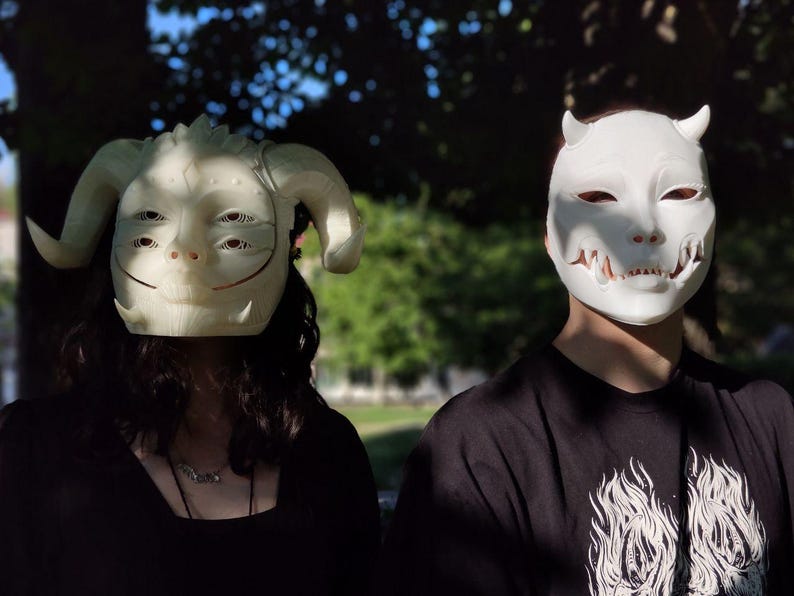 Articulated Oni Mask, Movable Jaw Cosplay Mask, Japanese Demon Mask, 3D ...