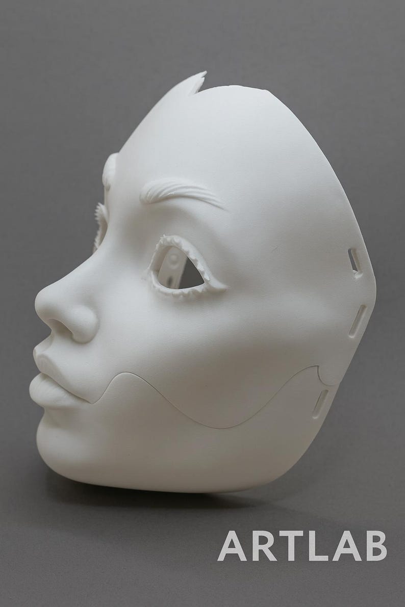 Geisha Mask Set of 3 | 3D Printed White Masks for Cosplay & Art ...