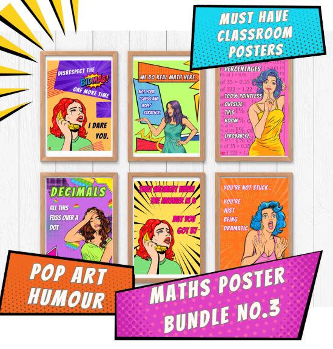 6 Funny Maths Posters Bundle 4 | Pop Art Style | KS3 KS4 Classroom ...