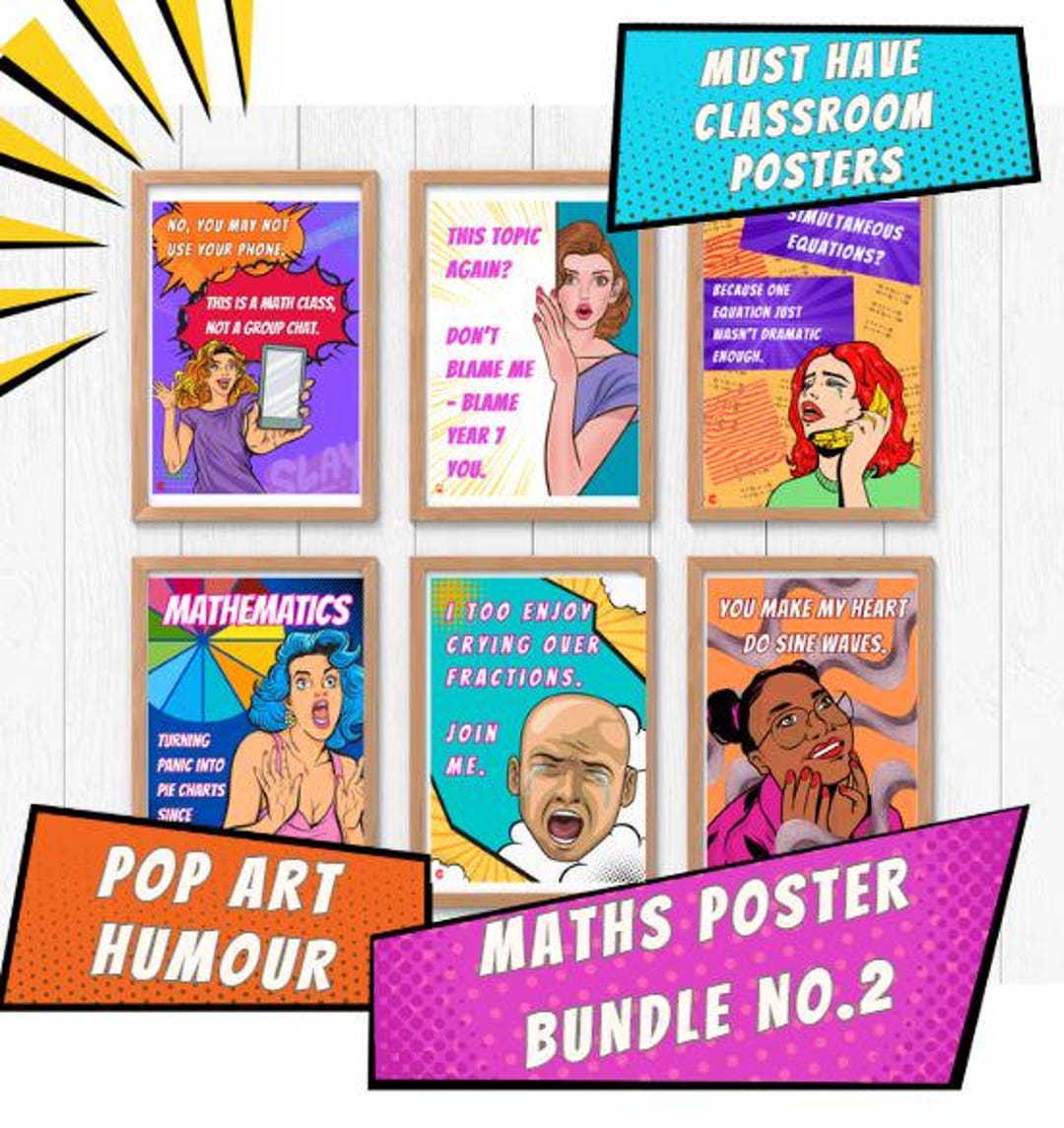 6 Funny Maths Posters Bundle 2 | Pop Art Style | KS3 KS4 Classroom ...