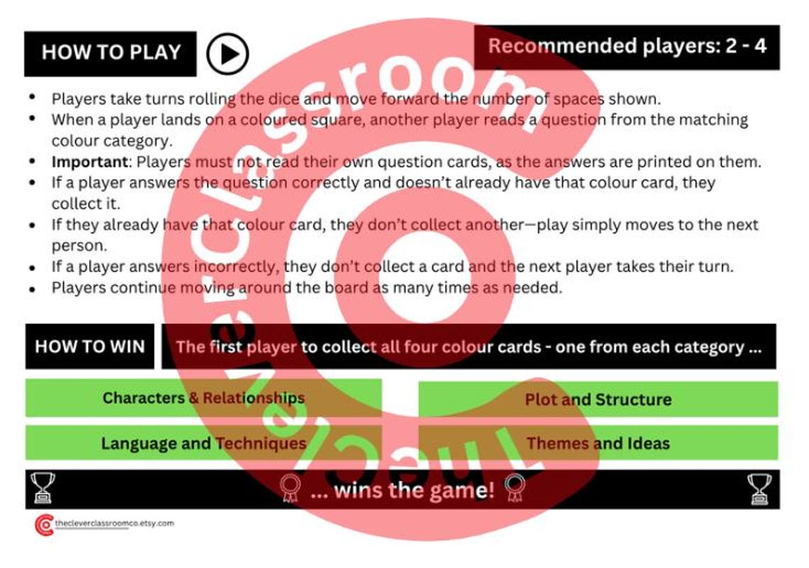 Macbeth GCSE English Literature Revision Board Game (AQA) – Digital ...