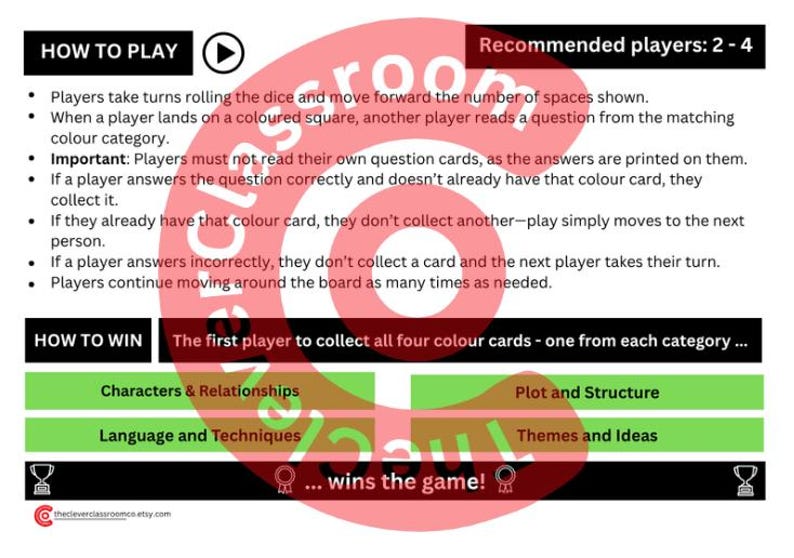 Macbeth GCSE English Literature Revision Board Game (AQA) – Digital ...