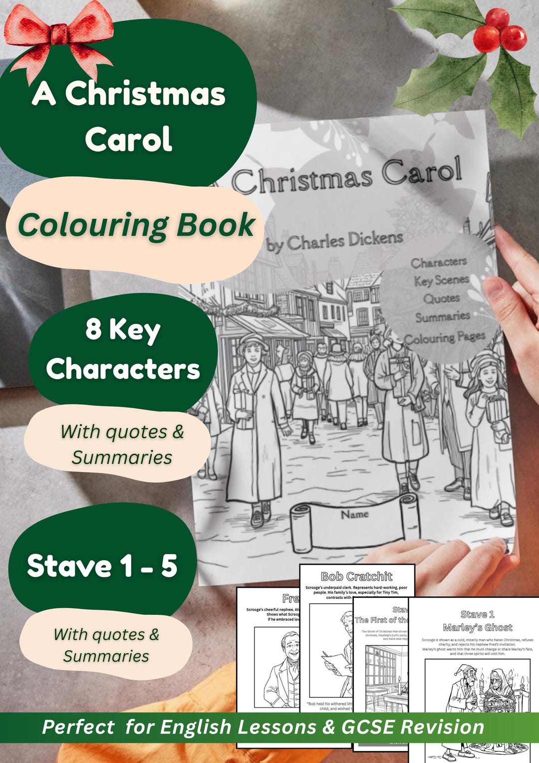 Dickens A Christmas Carol Colouring Book | GCSE English Literature ...