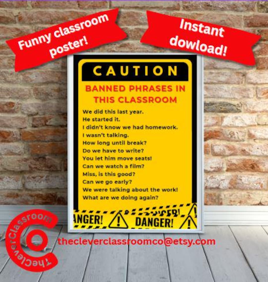 Funny Classroom Poster – Banned Phrases in This Classroom – Bold ...