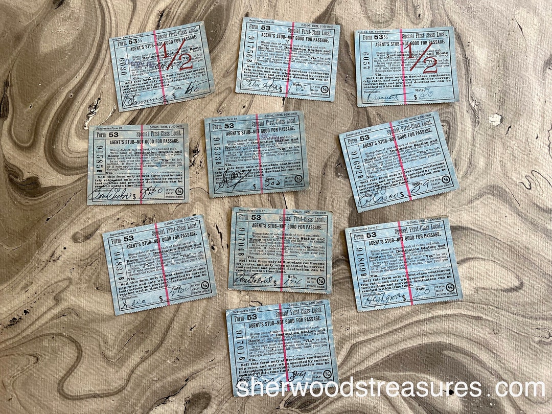 TEN Southern Pacific Railroad 1905-06 Train Tickets San Garbriel ...