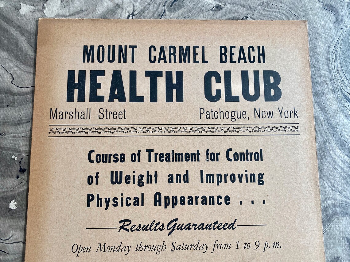 Vintage 1950s Mount Carmel Beach Health Club SIGN New York 11 - Etsy