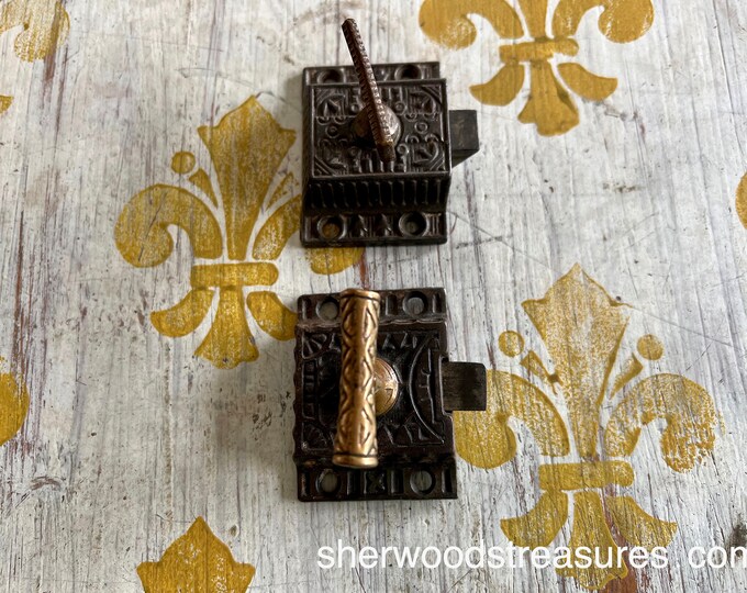 Two Beautiful Original T Latch Antique Victorian Cabinet Latches One ...
