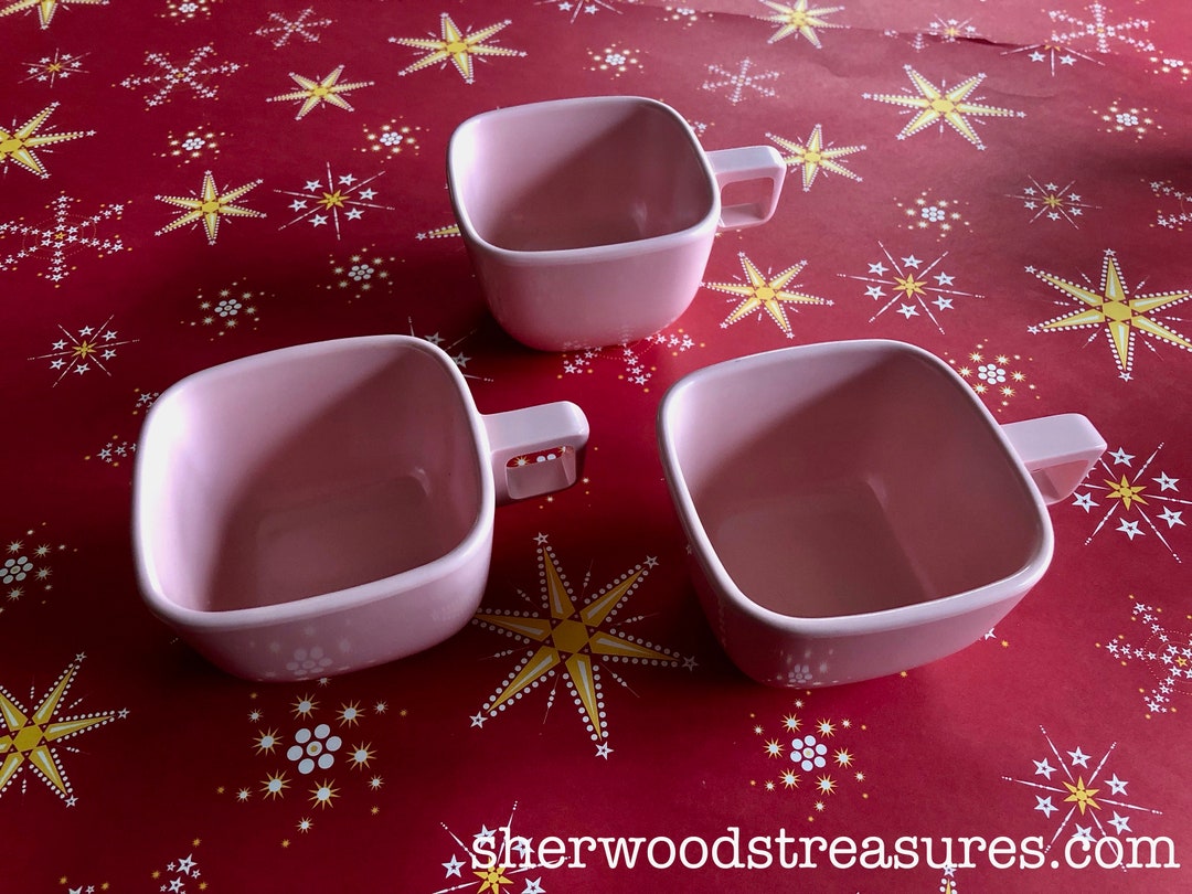3 Cool Brookpark Modern Design Square Pink Melmac Coffee Cups - Etsy