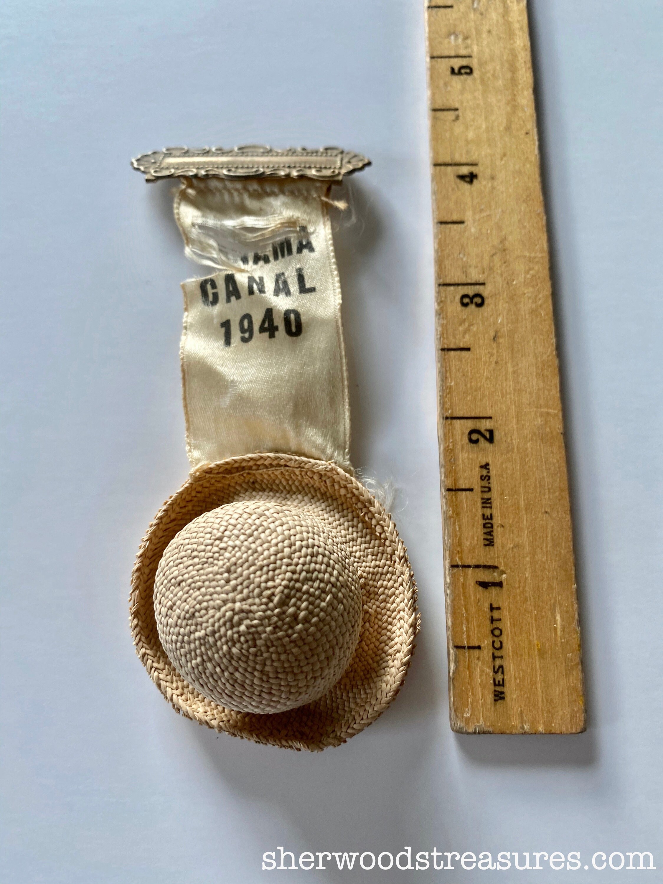 1940 Vintage Souvenir Pin Panama Canal With Handmade Straw Hat | Etsy
