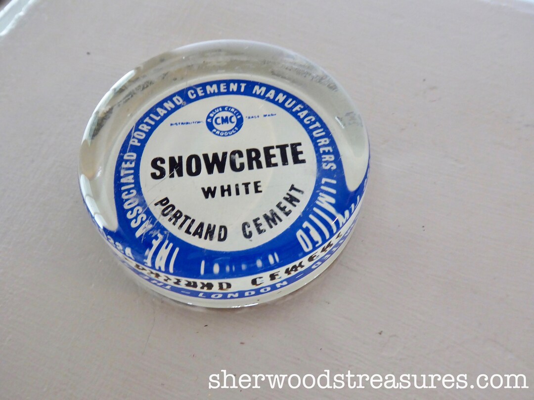 Portland Cement Snowcrete Glass Paperweight 2 5/8" Inches Promotional ...