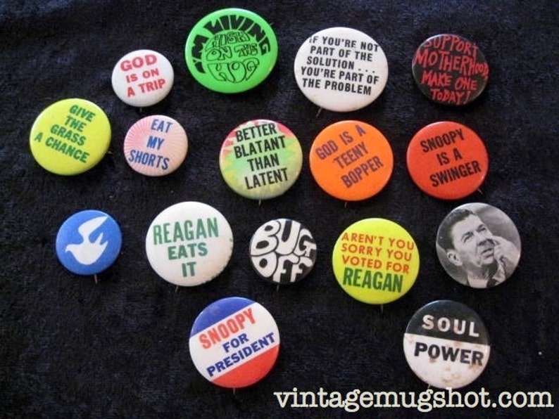 16 Hippie Free Love Era PINBACK BUTTONS Original Psychedelic - Etsy