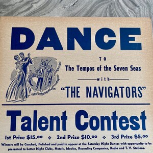 Vintage DANCE Sign Talent Contest 11 X 17 Original - Etsy