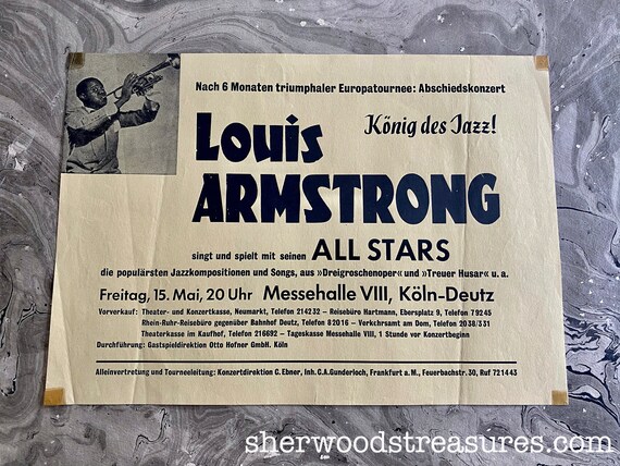 Original Louis Armstrong Poster Original 1950's-60's | Etsy