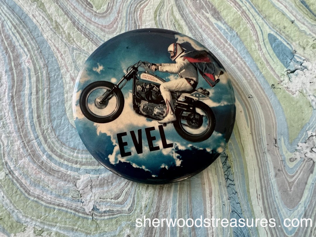 Daredevil Evel Knievel Original Vintage Pinback Button Uncommon Harley ...