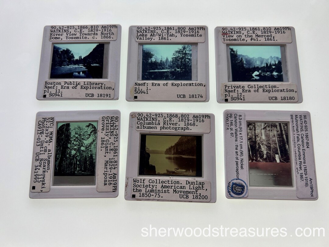 SIX Carleton Watkins Famous Photograph Slides Yosemite Multnoma Falls ...