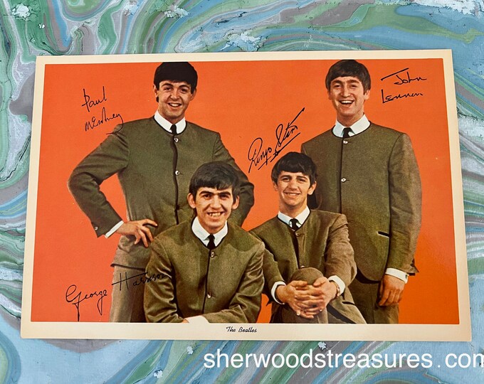 Beatles Jumbo Postcard Orignal 1964 Card 6 X9 John Paul George and ...