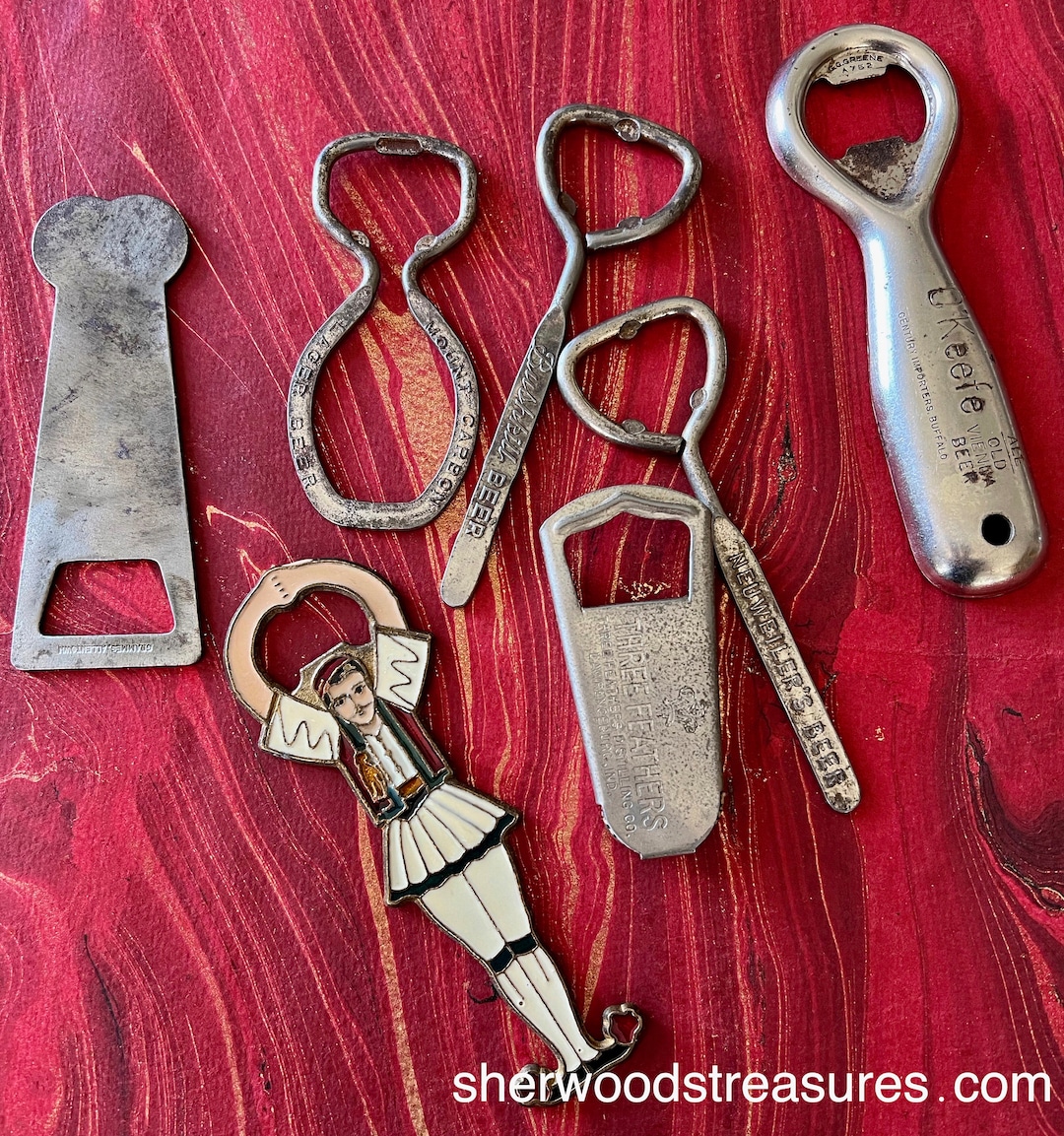 Lot of 7 Vintage Beer Bottle Openers Enameled Bonze Greece O'keefe ...