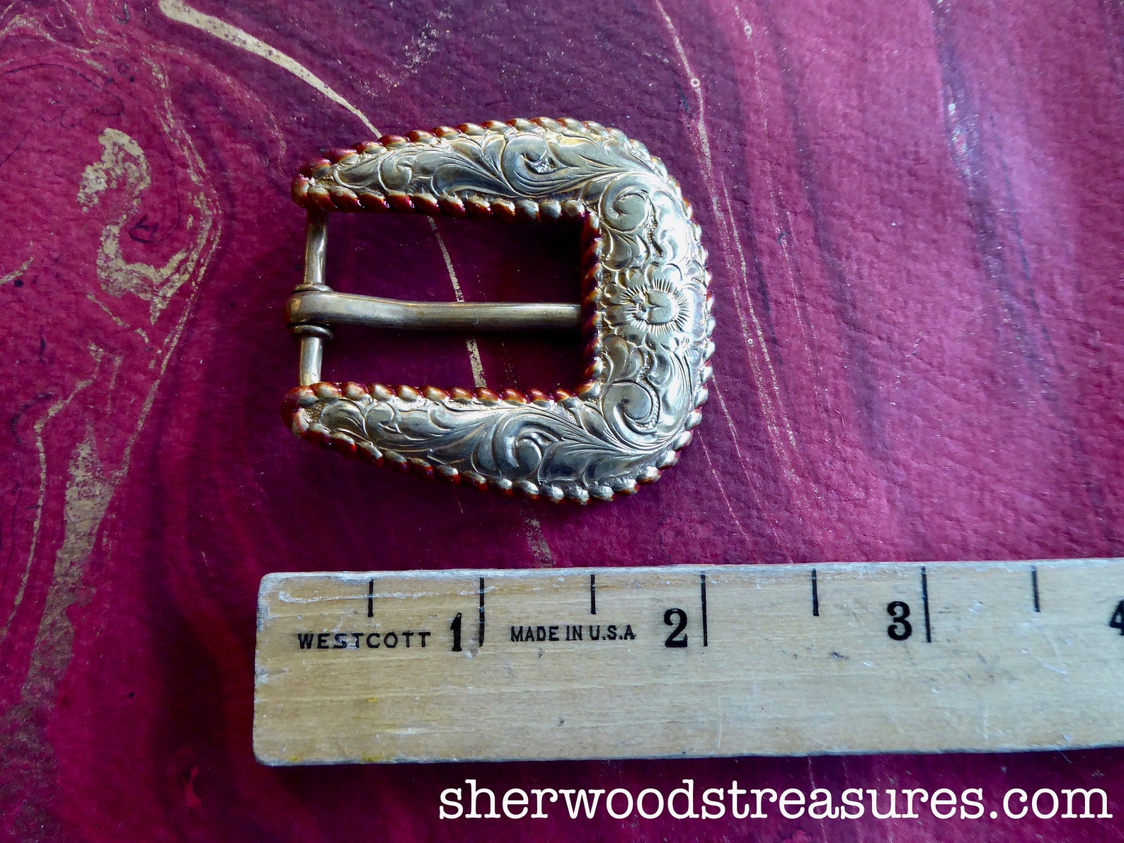 Vintage Crumrine Small Belt Buckle 2 x 1 7/8 Brass | Etsy