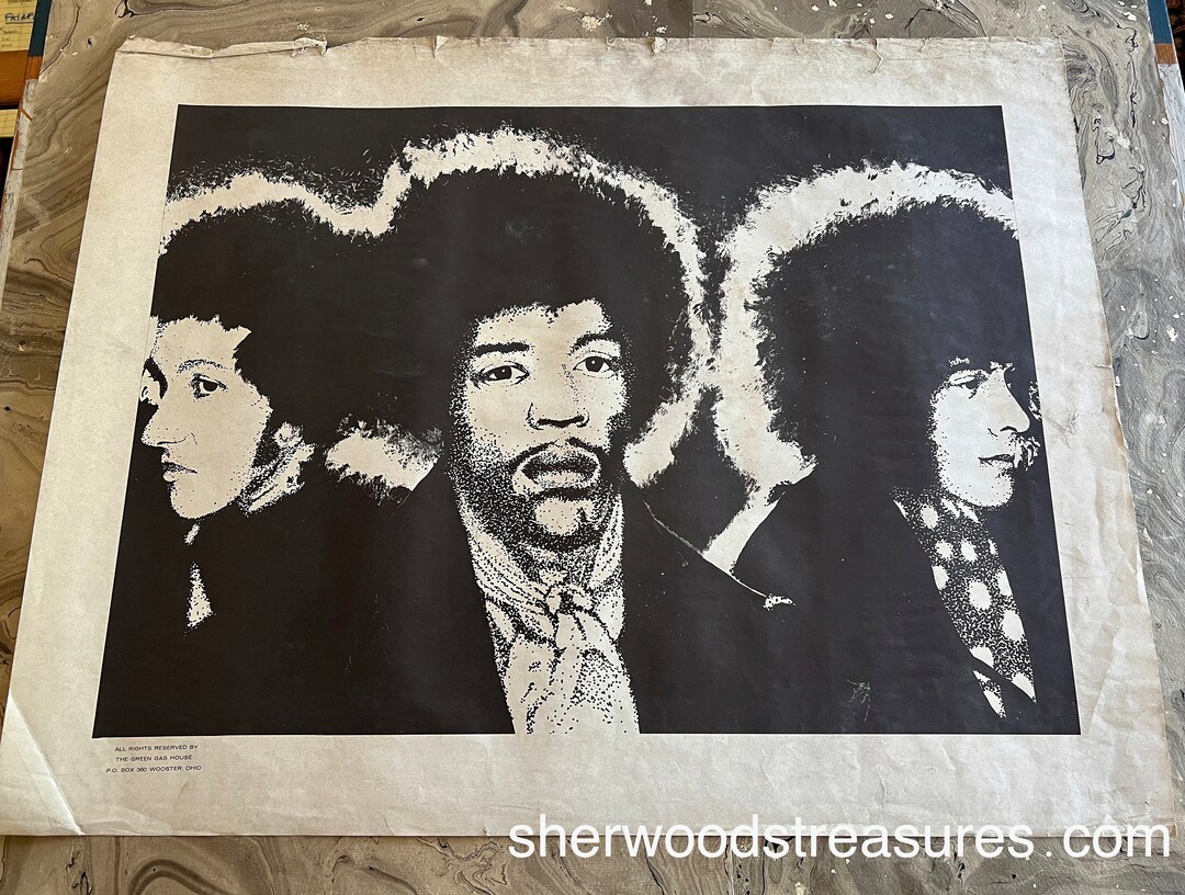 Jimi Hendrix Experience Sixties Uncommon Vintage Poster Original 23 X 29 Greengas House Wooster ...