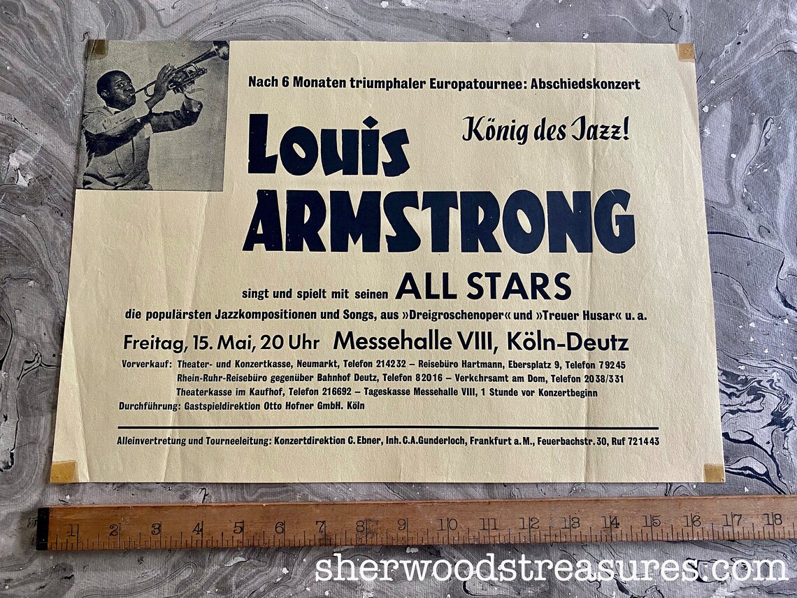 Original Louis Armstrong Poster Original 1950's-60's | Etsy