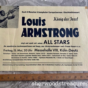 Original Louis Armstrong Poster Original 1950's-60's Concert Poster 12 ...