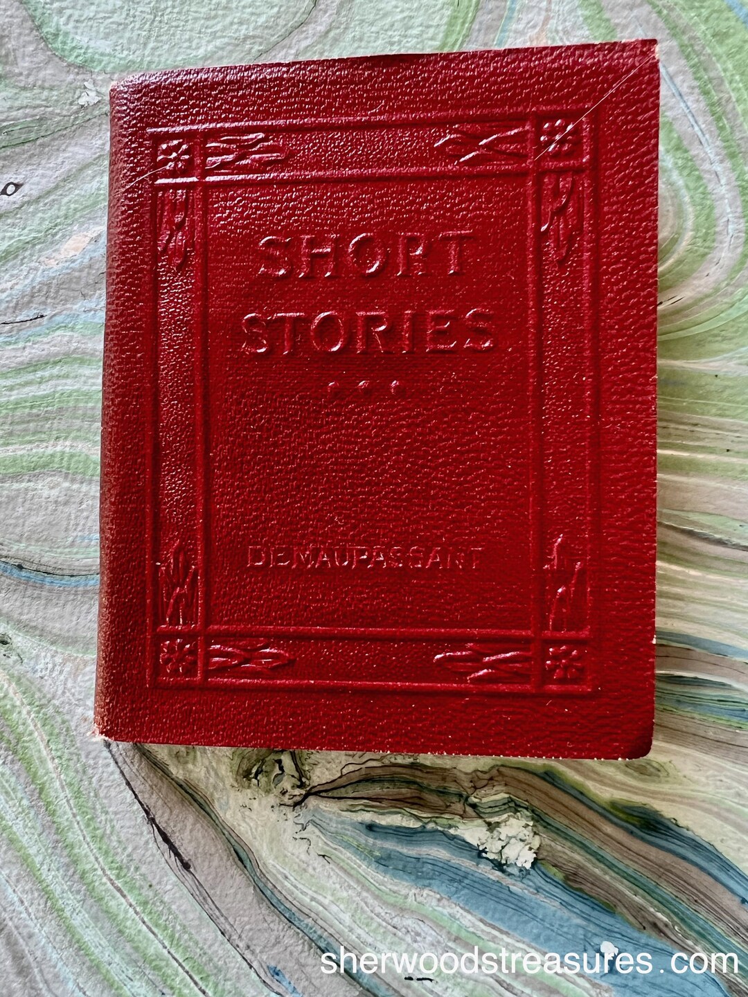 Antique Red Little Leather Small Book Short Stories Maupassant Classic ...