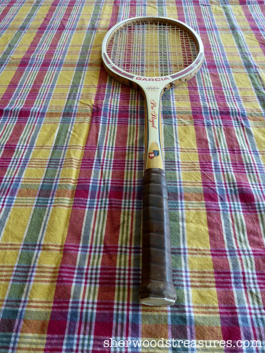 Vintage Garcia Pro Royal Wood Tennis Racquet Leather Grip Very Good ...